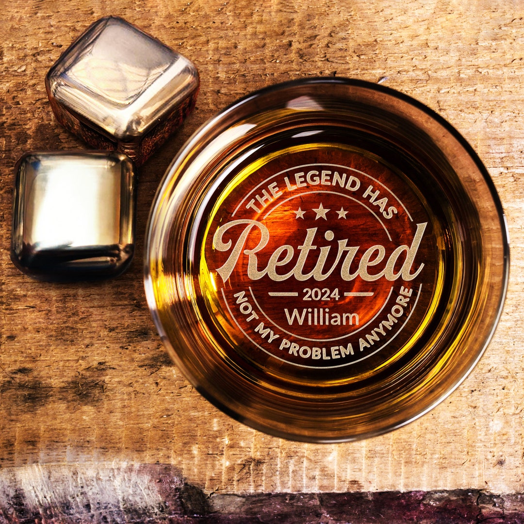 Personalized Retirement Whiskey Glass Gift Finally Retired Rock Glass ...