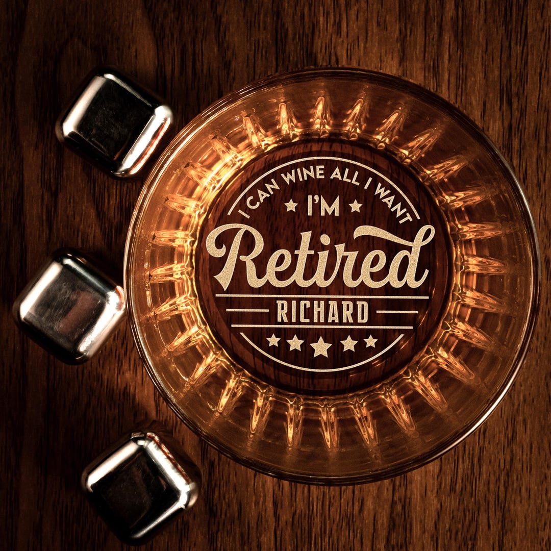 Custom Engraved Retirement Whiskey Glass Personalized Retired Rock ...