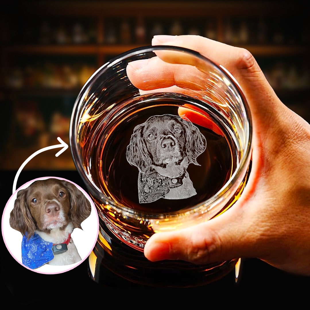 Custom Whiskey Glass With Your Dog Photo Engraved on Bottom ...