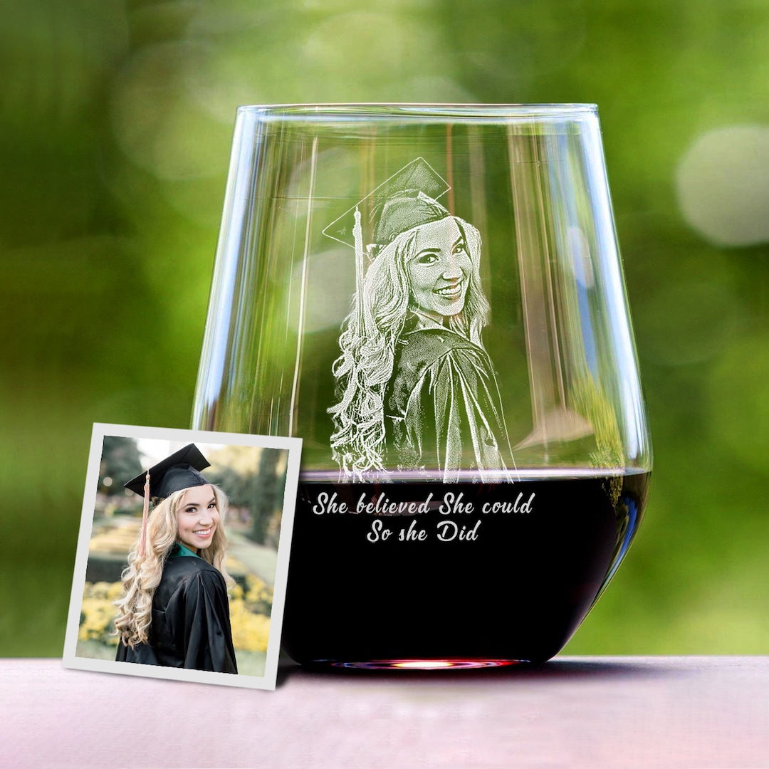 Personalized Graduation Gifts for Her - Custom Photo Stemless Wine ...