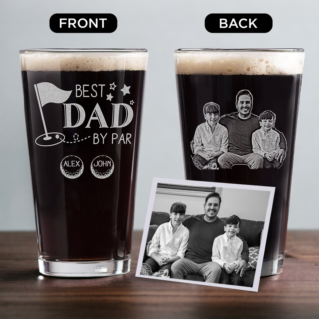 Custom Best Dad by Par Pint Glass - Personalized Father's Day Gift for ...