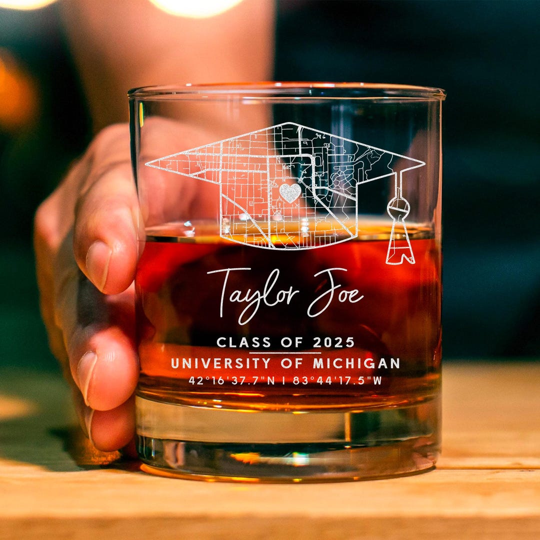 Custom Campus Map Graduation Whiskey Glass - Engraved University Map ...