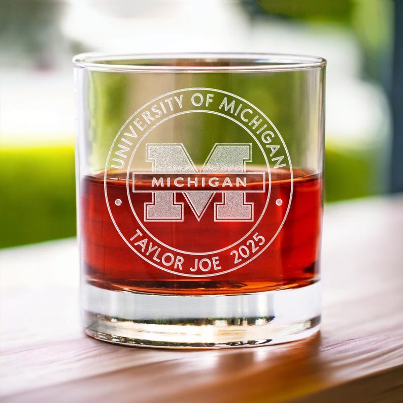 Custom College Graduation Whiskey Glass - Engraved College Logo Grad ...