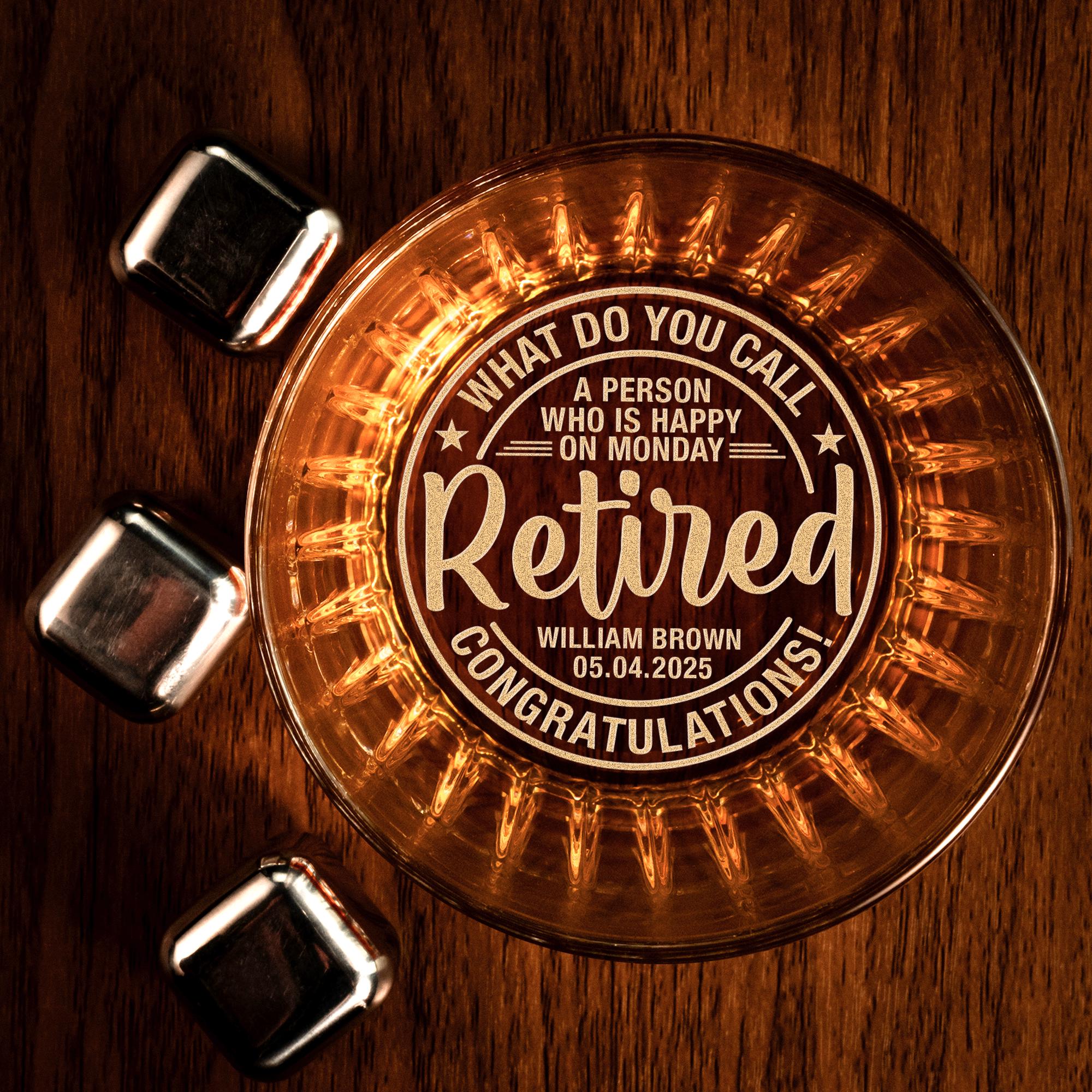 Custom Engraved Retirement Whiskey Glass - Personalized Retired Rock ...
