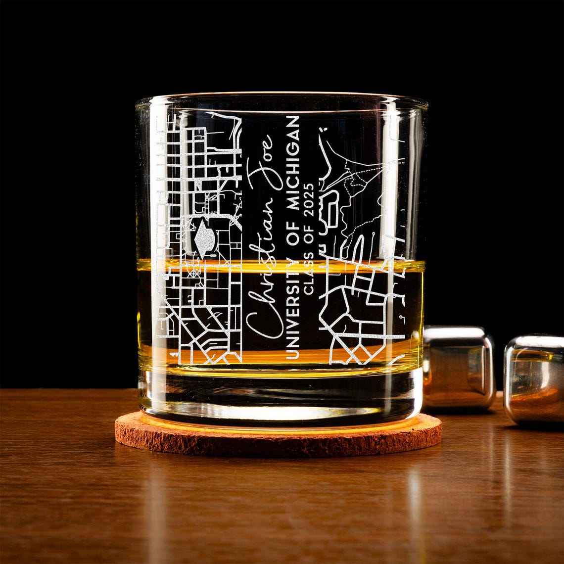 Custom Campus Map Graduation Whiskey Glass - Engraved University Map ...