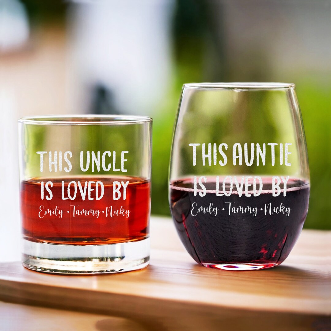 Engraved Auntie and Uncle Glass Gifts - Personalized Gift From Niece or ...
