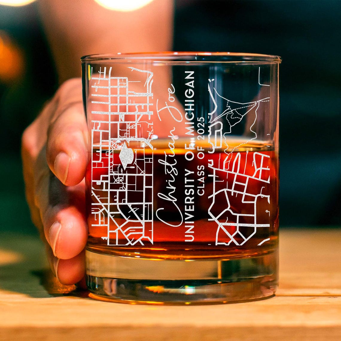 Custom Campus Map Graduation Whiskey Glass - Engraved University Map ...