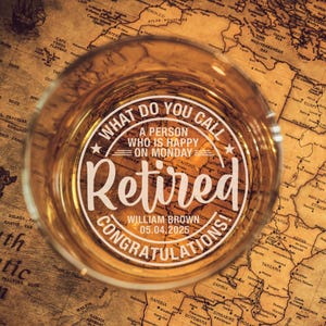 Custom Engraved Retirement Whiskey Glass - Personalized Retired Rock ...