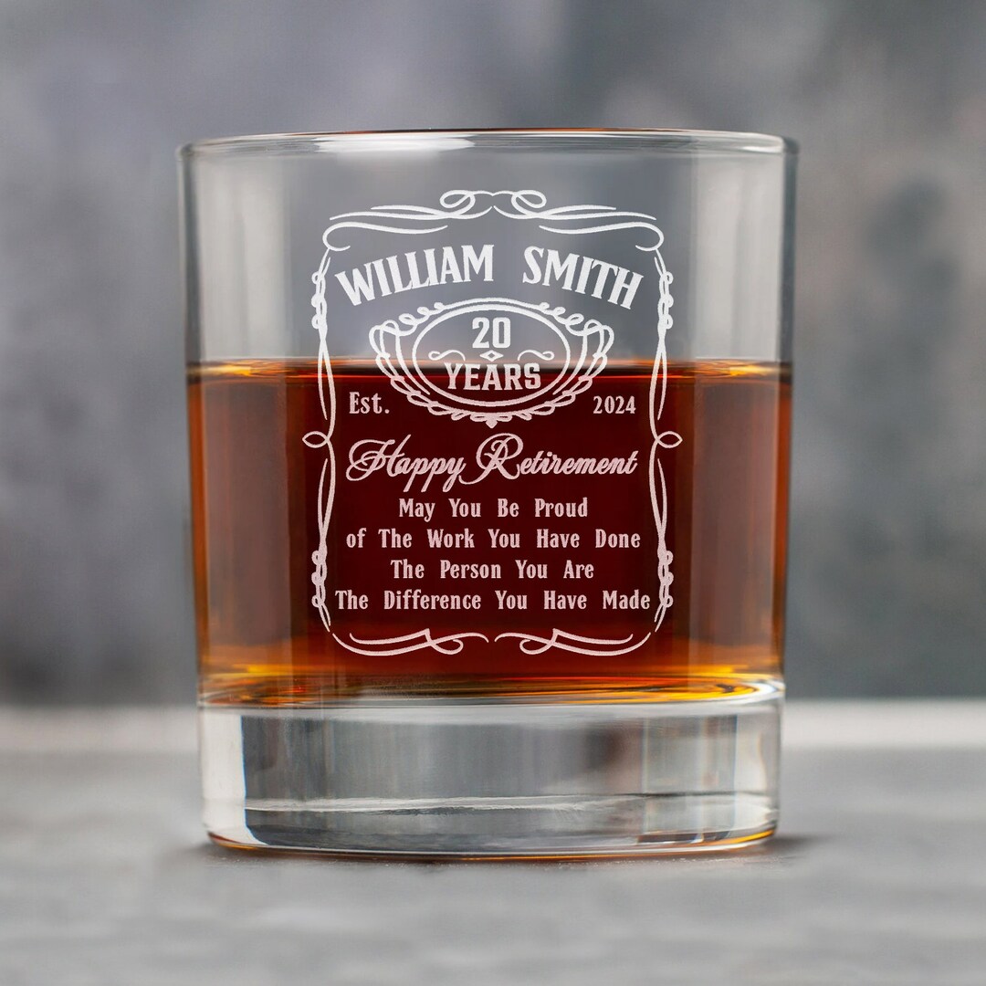 Custom Happy Retirement Whiskey Glass Gifts - Personalized Presents for ...