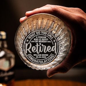 Custom Engraved Retirement Whiskey Glass - Personalized Retired Rock ...