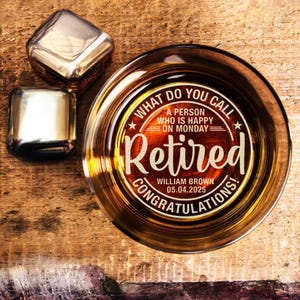 Custom Engraved Retirement Whiskey Glass - Personalized Retired Rock ...