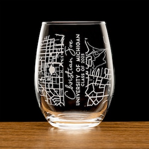 Custom Campus Map Graduation Wine Glass - Personalized College Grad ...