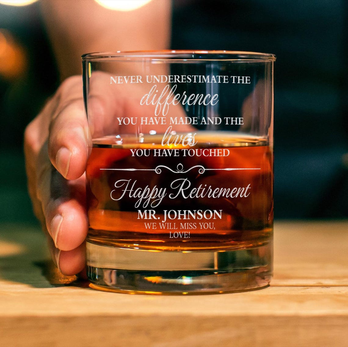Custom Retirement Coworker Whiskey Glass - Never Underestimate the ...
