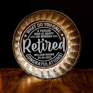 Custom Engraved Retirement Whiskey Glass - Personalized Retired Rock ...