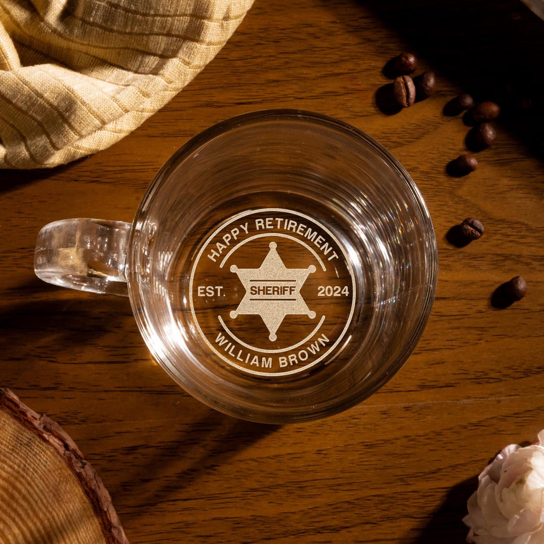 Custom Retirement Glass Gift for Police - Personalized Coffee Glass for ...