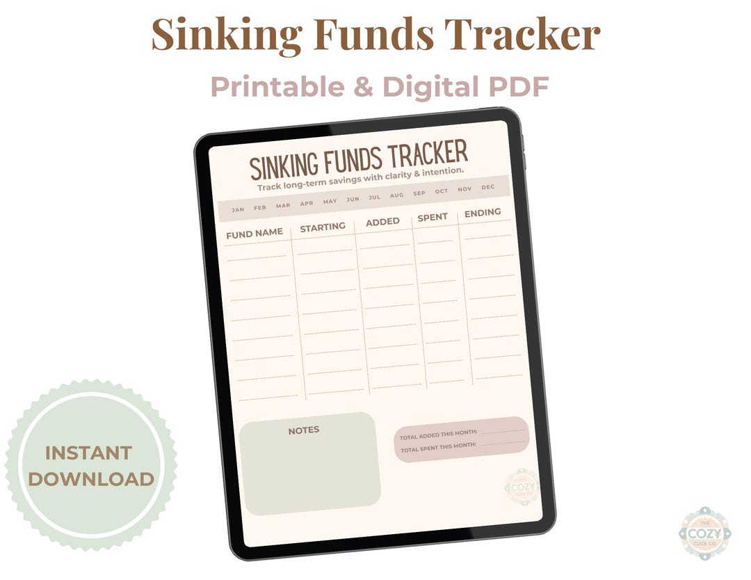 Sinking Funds Tracker Printable | Monthly Savings Planner | Minimalist ...