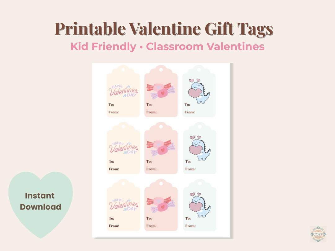 Printable Valentine Gift Tags for Kids | Classroom Valentine Tags | Kid ...