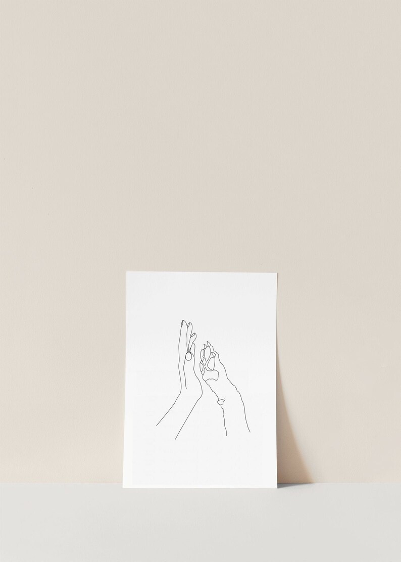 Paw and Hand Line Art Poster Dog Mom Gift High-Five Dog | Etsy