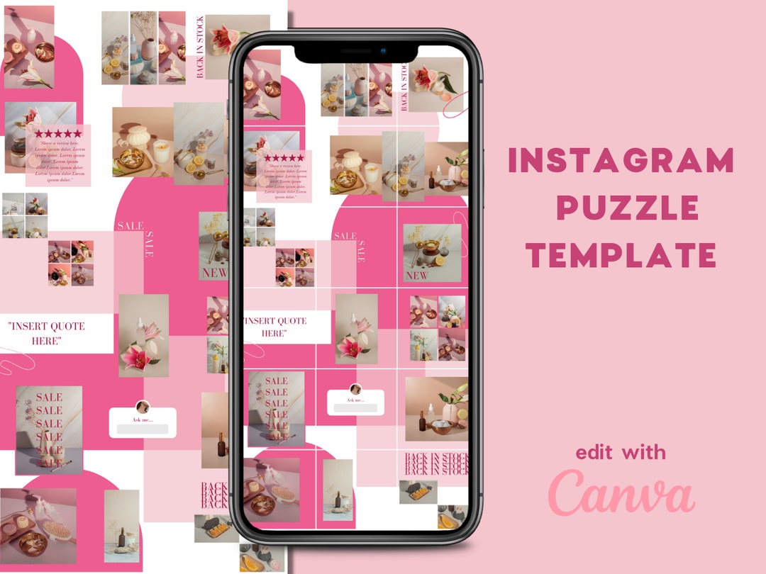 Instagram Puzzle Template Pink | IG Puzzle Grid | Minimalist Modern ...