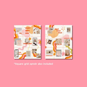Instagram Puzzle Template Retro | IG Puzzle Grid | Retro Pink Colorful ...
