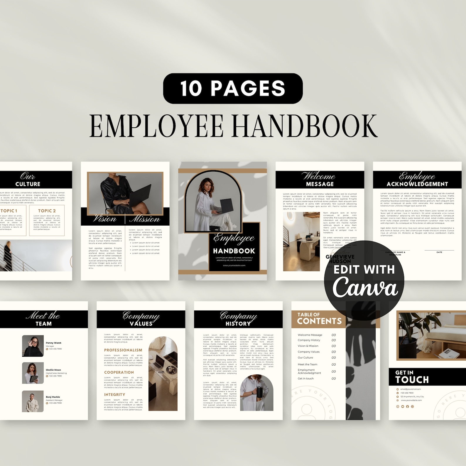 Employee Handbook Template, New Hire Onboarding Welcome Packet, HR ...