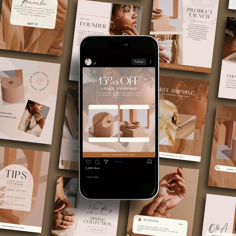 80 Boho Instagram Post Templates for Small Businesses Ecommerce Online ...