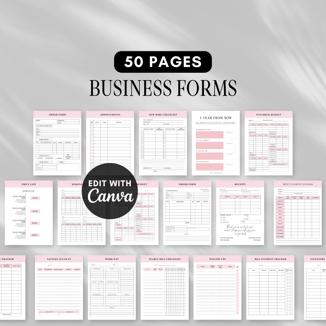 Business Forms Bundle, Order Forms, Canva Template, Printable, Editable ...