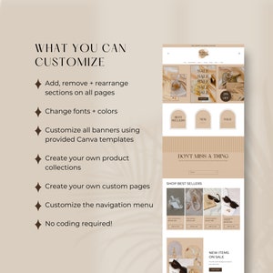 Boho Shopify Theme Template Bundle, Aesthetic Boutique Website, Canva ...