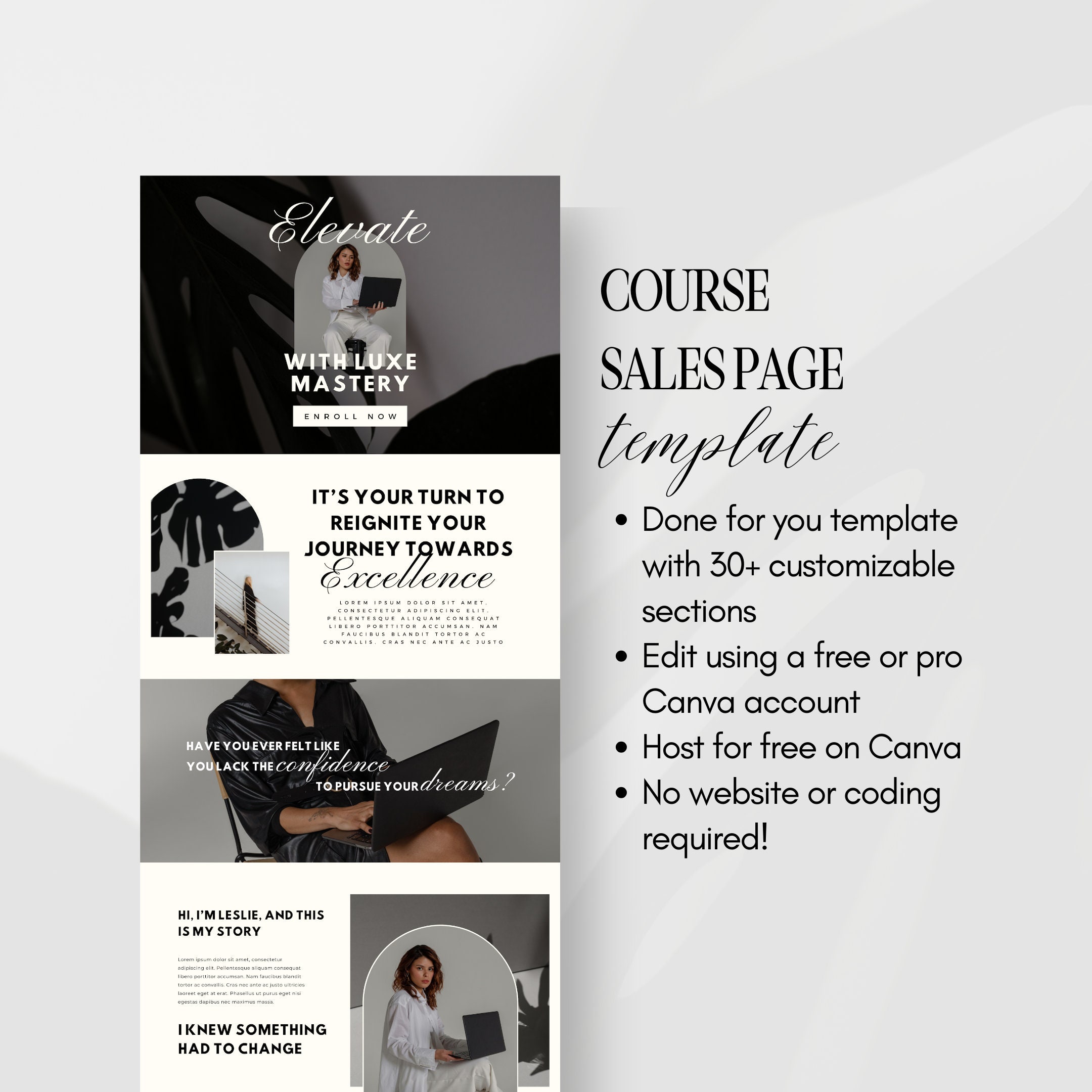 Canva Sales Page Template, Coaching Course Landing Page, Landing Page ...