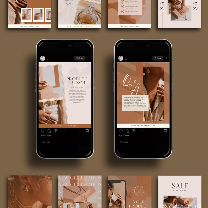 80 Boho Instagram Post Templates for Small Businesses Ecommerce Online ...