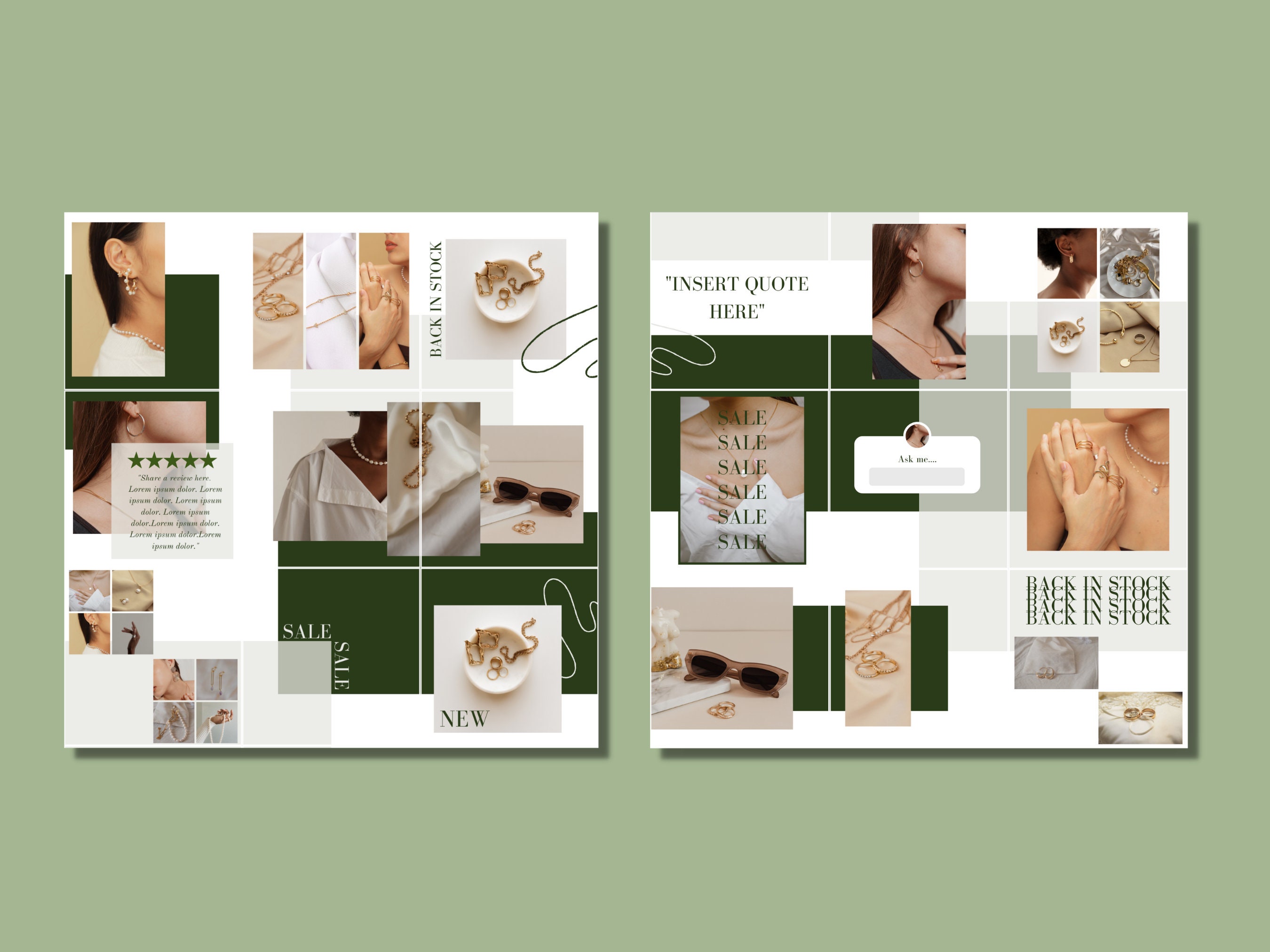 Instagram Puzzle Template Green | IG Puzzle Grid | Green Minimalist ...