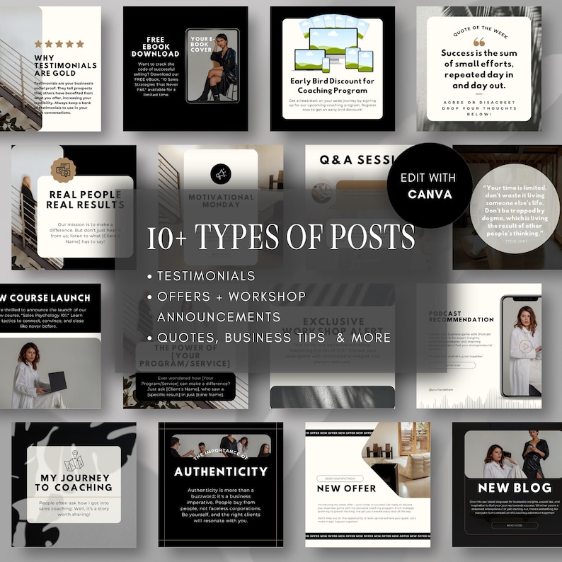 50 Coaching Instagram Post Templates, Life Coach Canva Templates ...