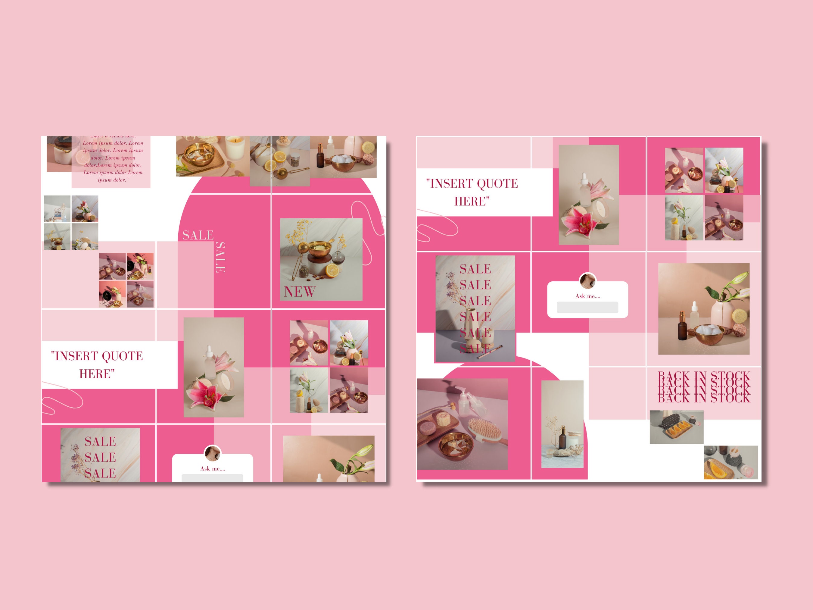 Instagram Puzzle Template Pink | IG Puzzle Grid | Minimalist Modern ...