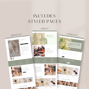 Shopify Theme Template, Green Aesthetic Shopify Boutique Website ...