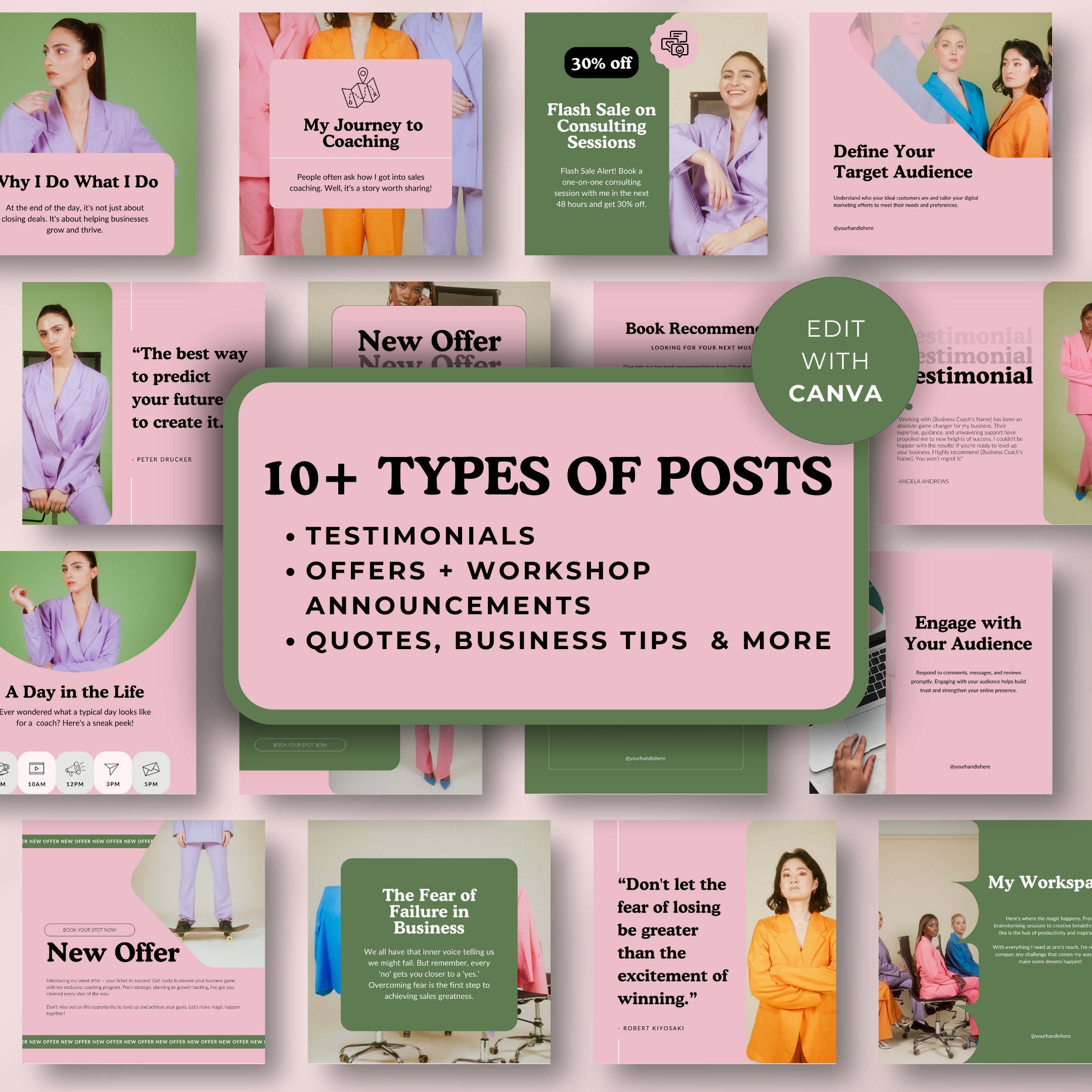 70 Coaching Instagram Post Templates, Life Coach Canva Templates ...