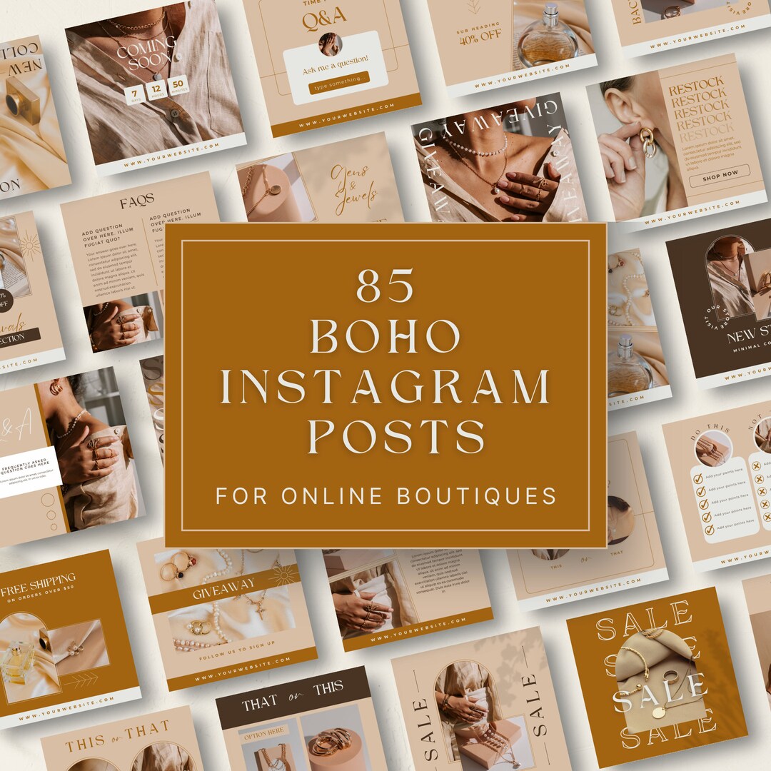 85 Boho Instagram Post Templates for Small Businesses Ecommerce Online ...