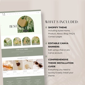 Shopify Theme Template, Green Aesthetic Shopify Boutique Website ...