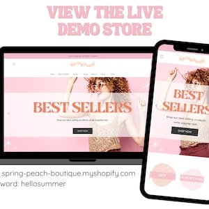Pink Shopify Theme Template, Aesthetic Shopify Boutique Website ...