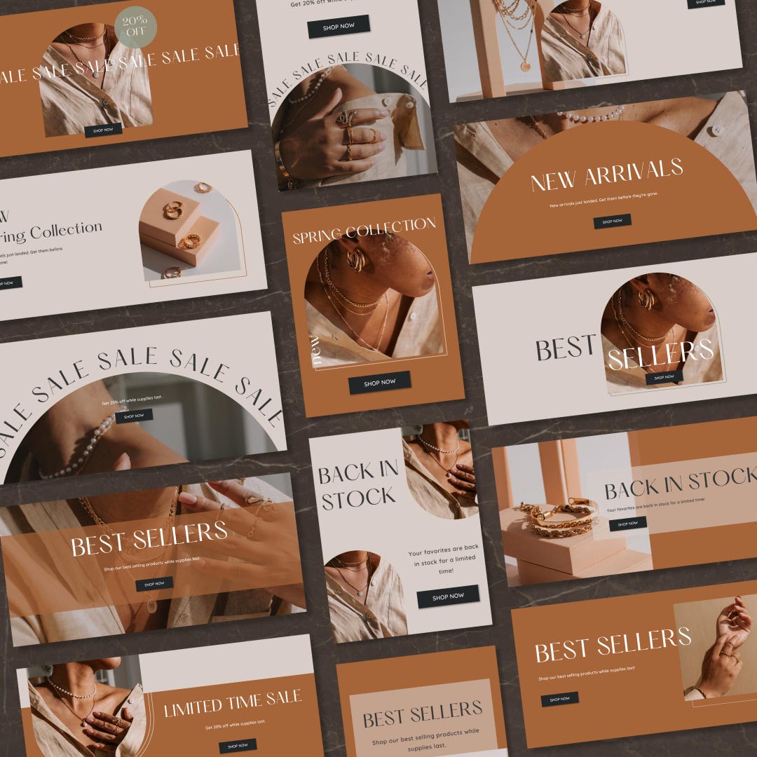 Boho Website Banners, Editable Banners Shopify, DIY Banners, Website ...