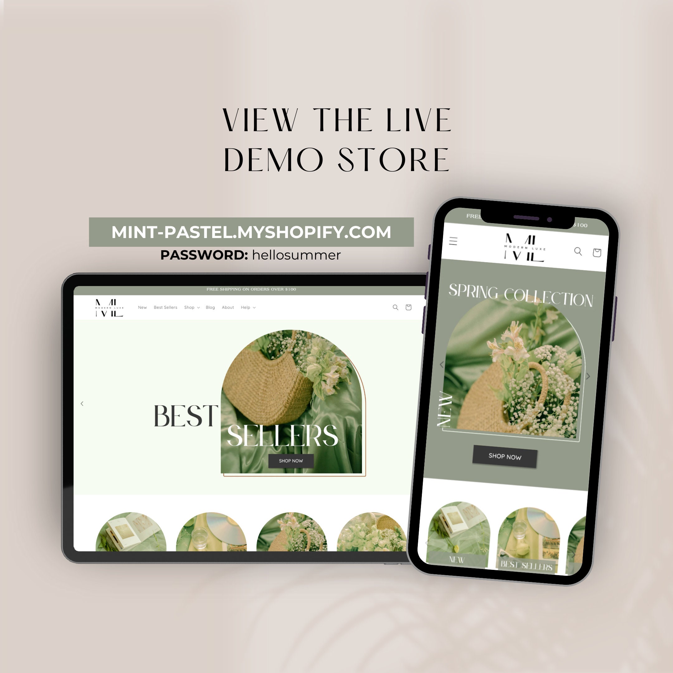 Shopify Theme Template, Green Aesthetic Shopify Boutique Website ...