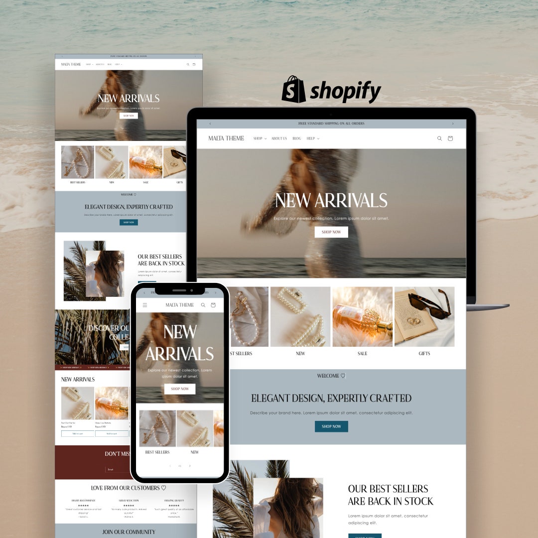 Shopify Theme Minimalist, Aesthetic Luxury Website Design, Elegant ...