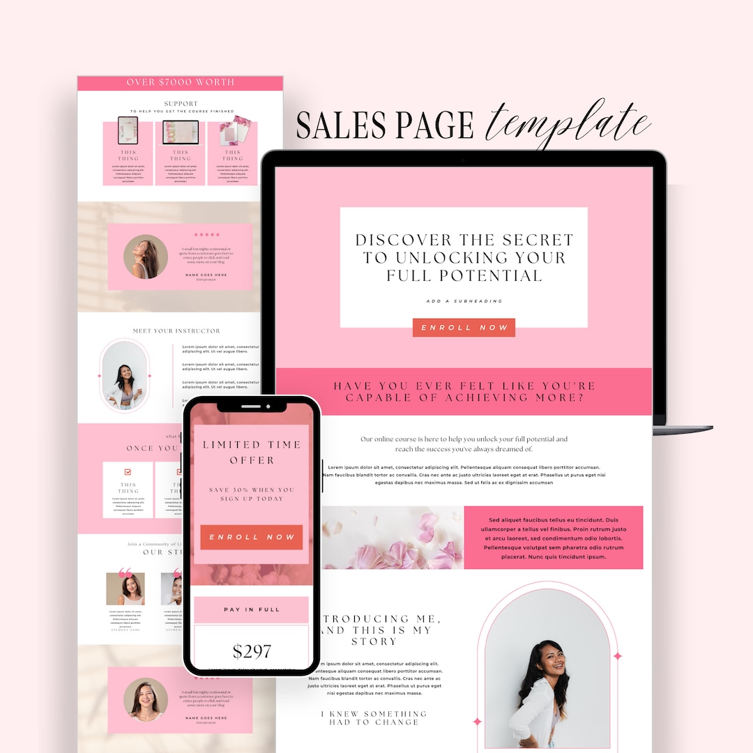 Canva Sales Page Template, Coaching Course Landing Page, Landing Page ...