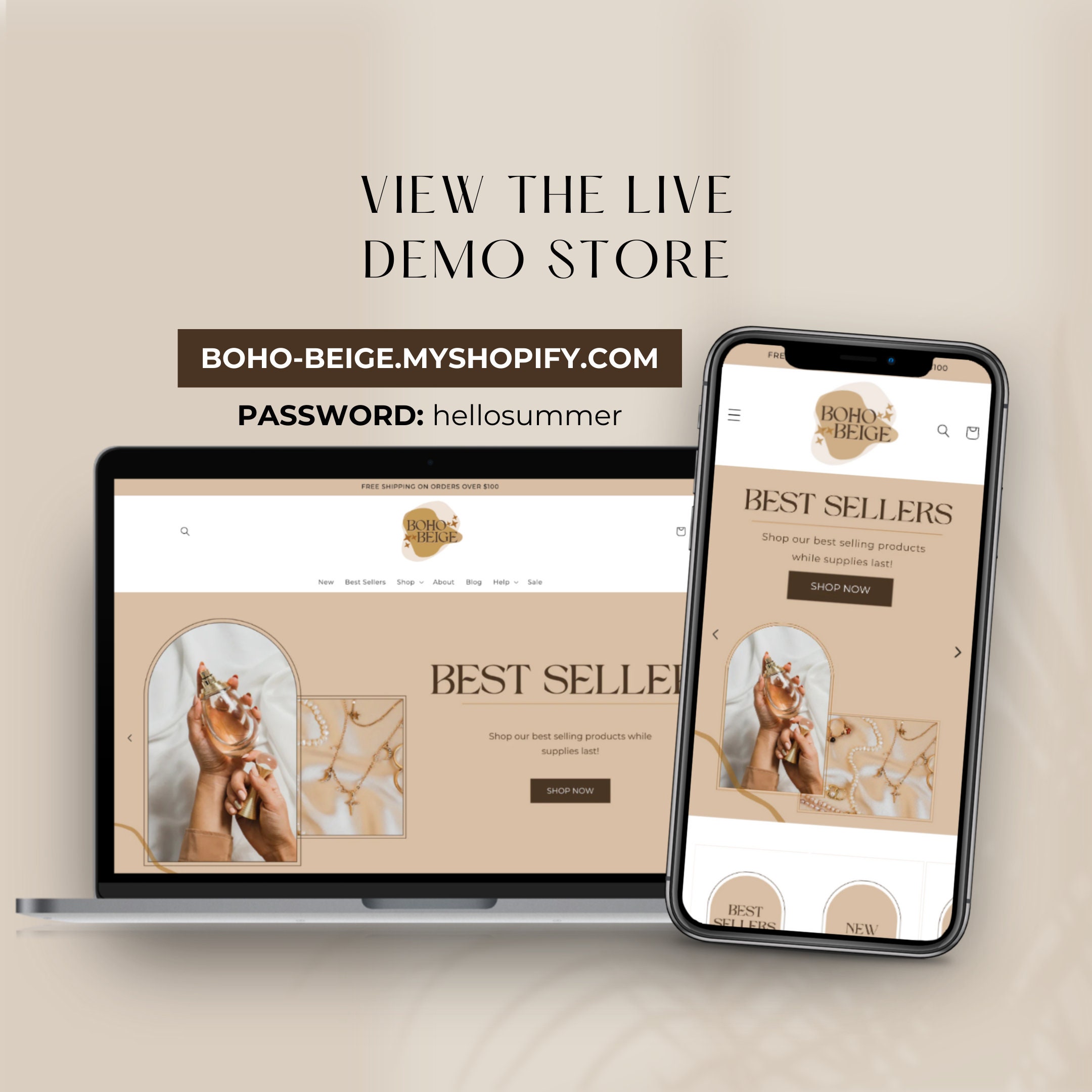 Boho Shopify Theme Template Bundle, Aesthetic Boutique Website, Canva ...