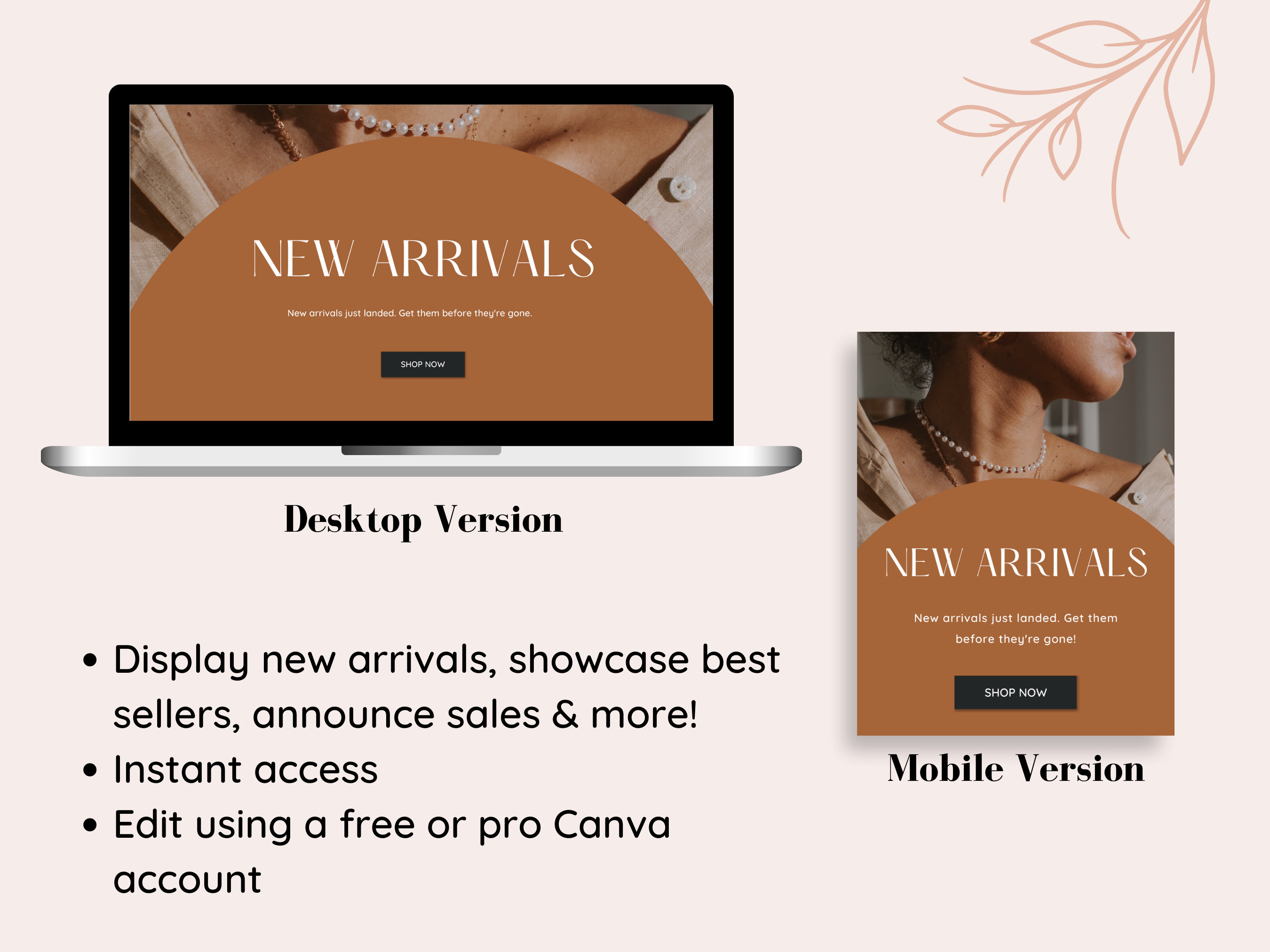 Boho Website Banners Editable Banners Shopify DIY Banners - Etsy