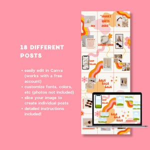 Instagram Puzzle Template Retro | IG Puzzle Grid | Retro Pink Colorful ...
