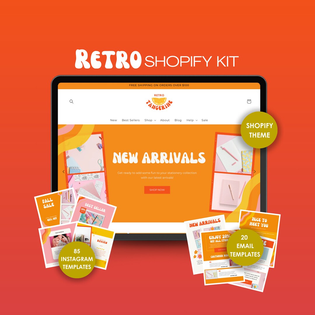 Shopify Theme Kit Retro, Aesthetic Website Design, Email Marketing ...