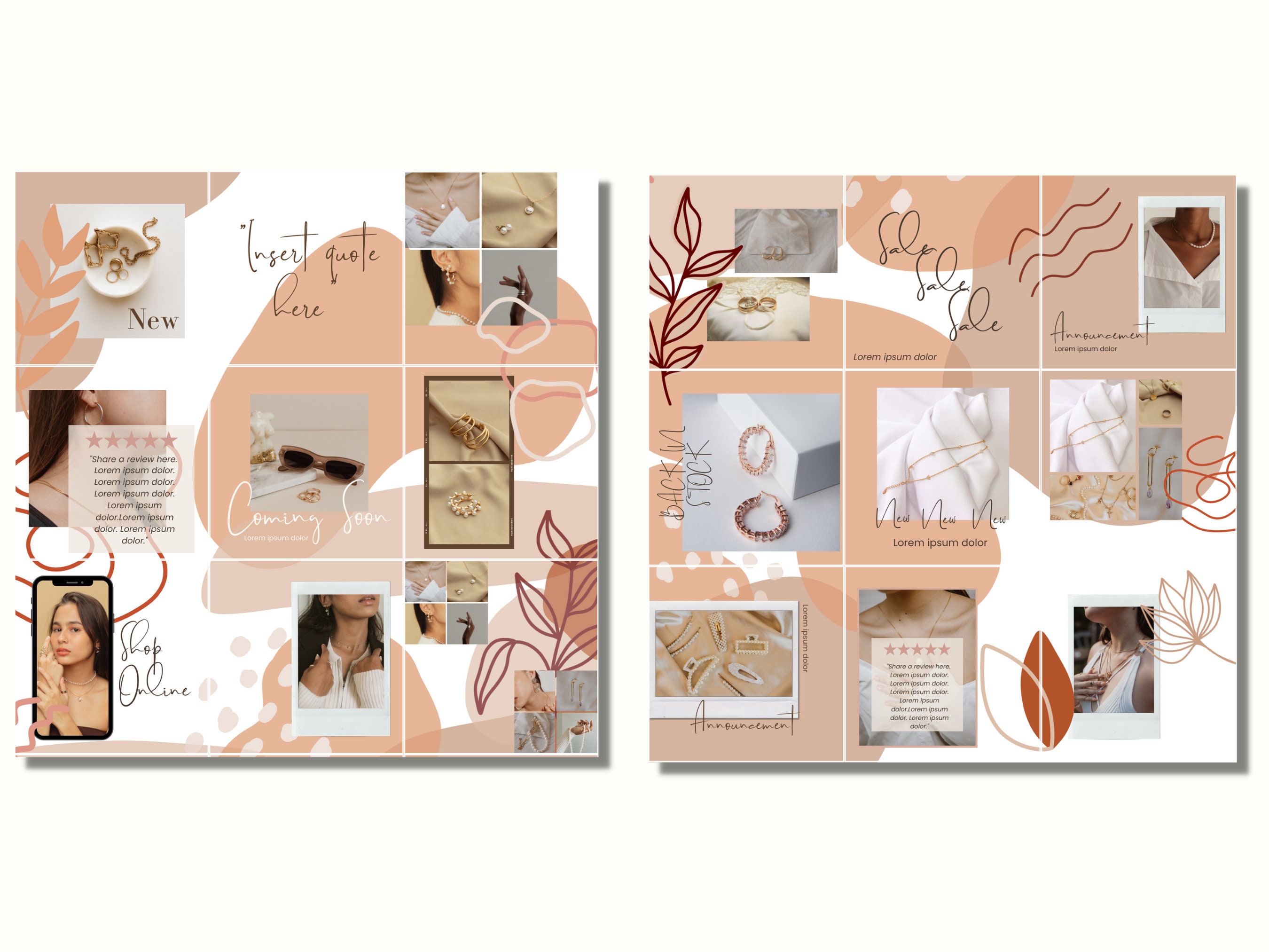 Instagram Puzzle Template Boho | IG Puzzle Grid | Beige Minimalist ...