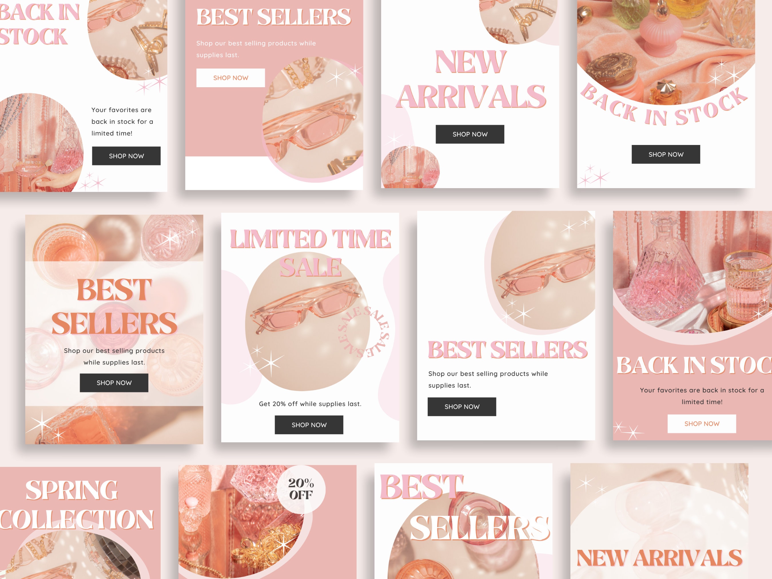 Pink Website Banners Editable Banners Shopify DIY Banners - Etsy