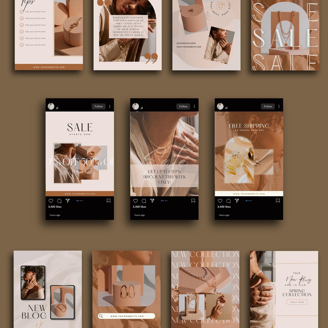80 Boho Instagram Post Templates for Small Businesses Ecommerce Online ...