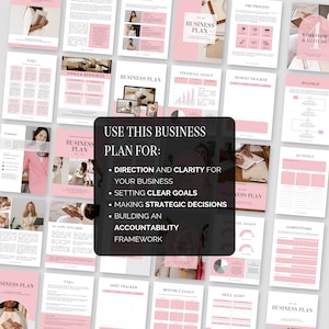Business Plan Template, Planner for Small Business, Printable Pink ...